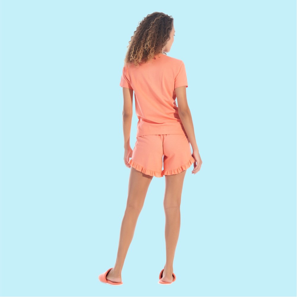 Pijama Feminino Adulto Crepe Coral - Bela Notte